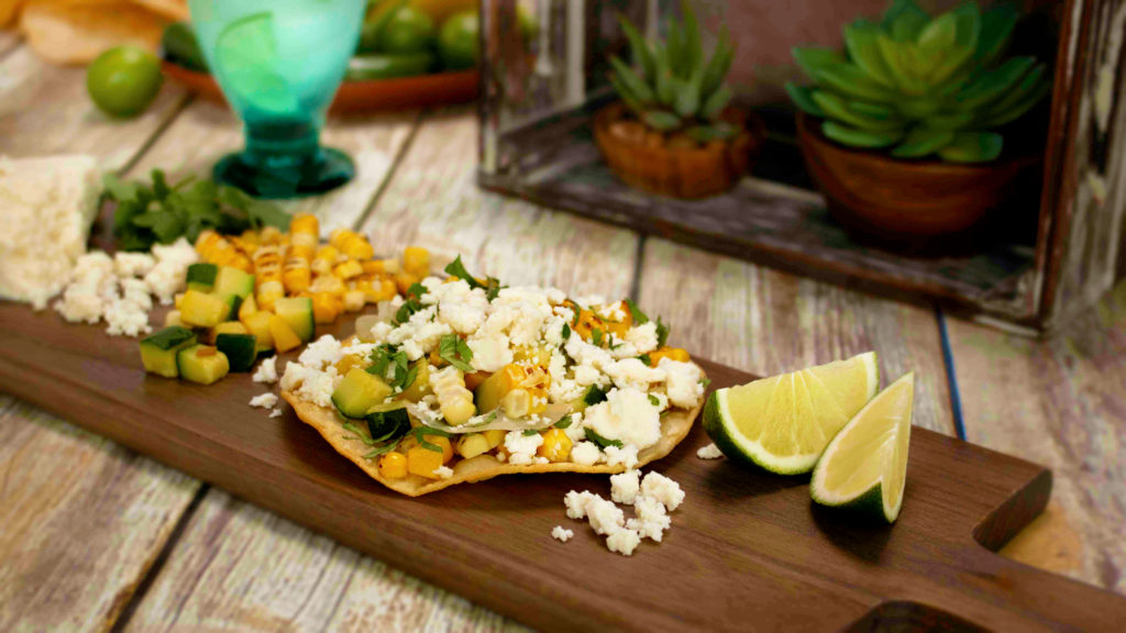 Summer Squash Tostadas with Rajas, Roasted Corn, Crema Mexicana & Queso ...
